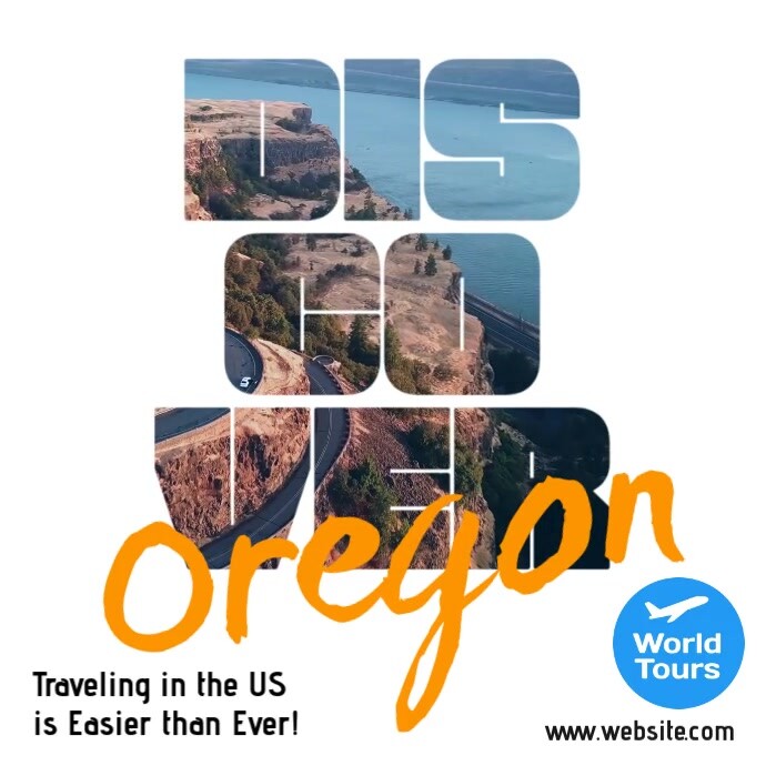 Discover Oregon US Travel Square Video Template | PosterMyWall