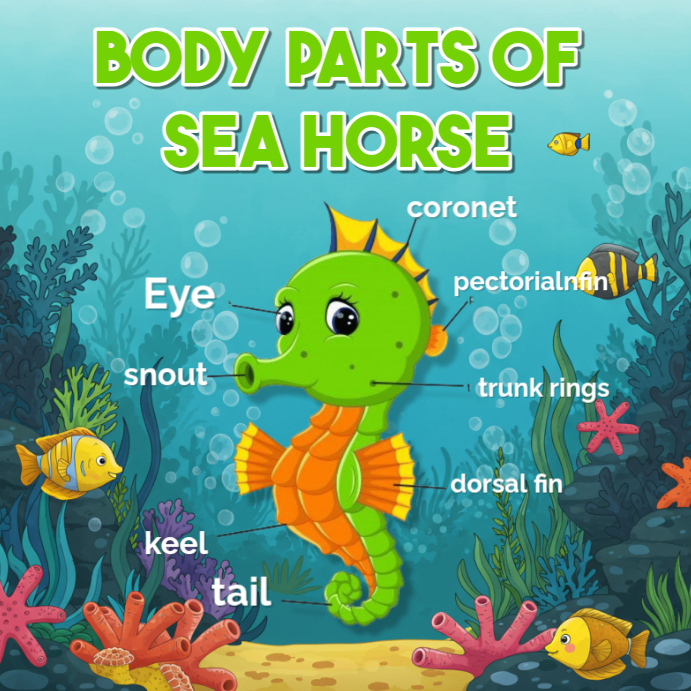Plantilla de Discover the Seahorse Body Parts | PosterMyWall