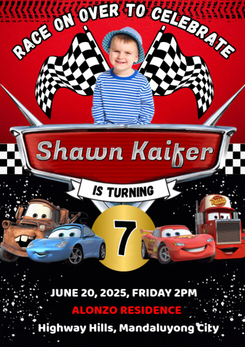 DISNEY CARS BIRTHDAY INVITATION Template | PosterMyWall