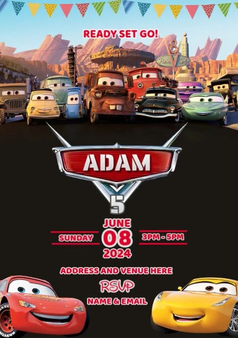 Disney Cars Birthday invitation Template | PosterMyWall