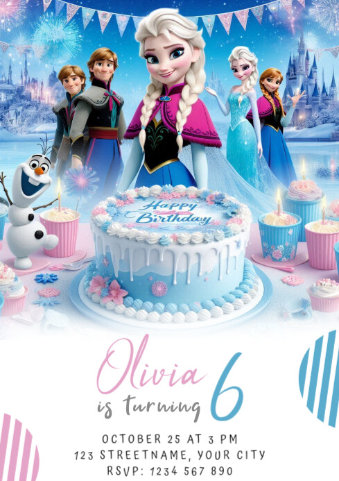 Disney Frozen Kids Birthday Template | PosterMyWall