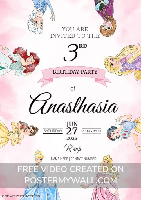 Disney Princess Birthday Invitation Template | PosterMyWall