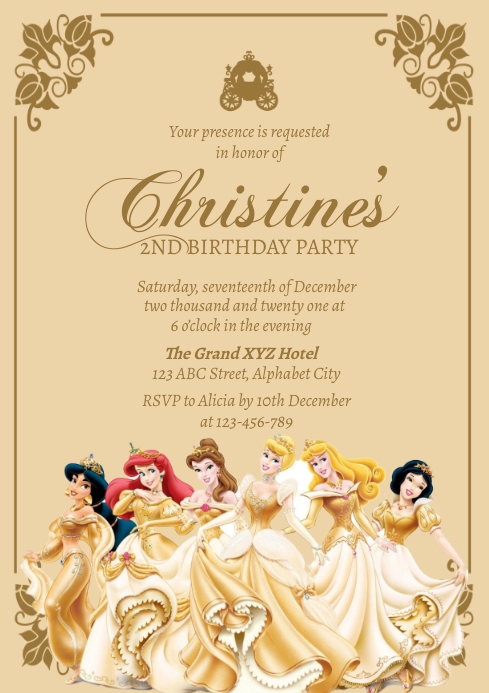 Disney Princess Birthday Invitation Template | PosterMyWall