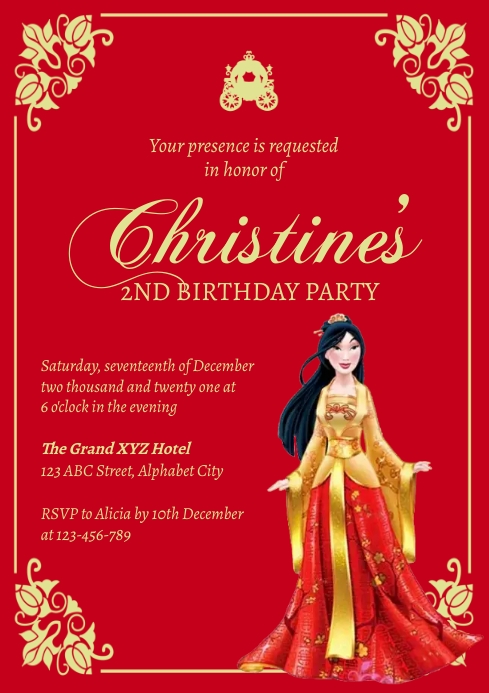 Disney Princess Birthday Invitation Template | PosterMyWall