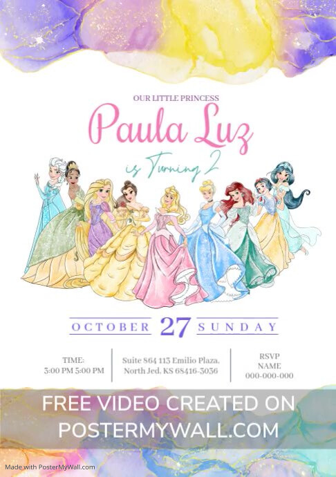 Disney Princess Birthday Invitation Template | PosterMyWall