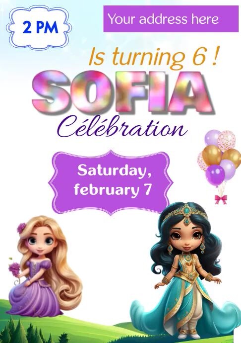 Modèle Disney Princess Birthday Invitation Template | PosterMyWall