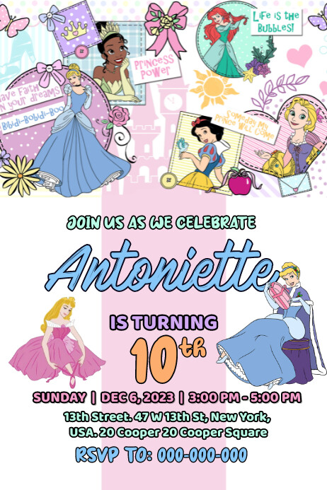 Disney princess invitation Template | PosterMyWall