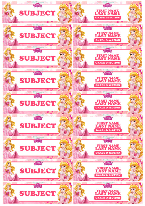 Disney Princess Name Label Sticker Template | PosterMyWall