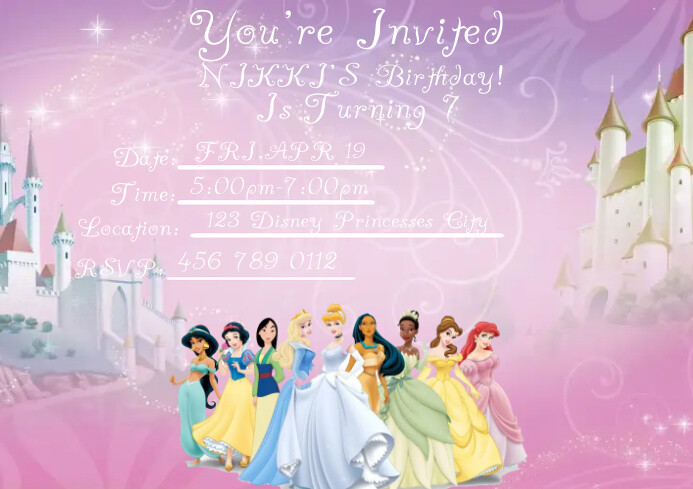 Disney Princesses | Birthday Invitation Template | PosterMyWall