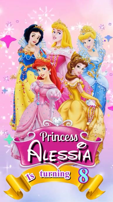 DISNEY PRINCESSES BIRTHDAY INVITATION VIDEO Templat | PosterMyWall