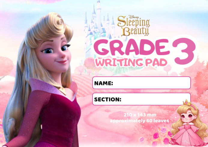 Disney Sleeping Beauty Grade 3 Writing Pad Template | PosterMyWall