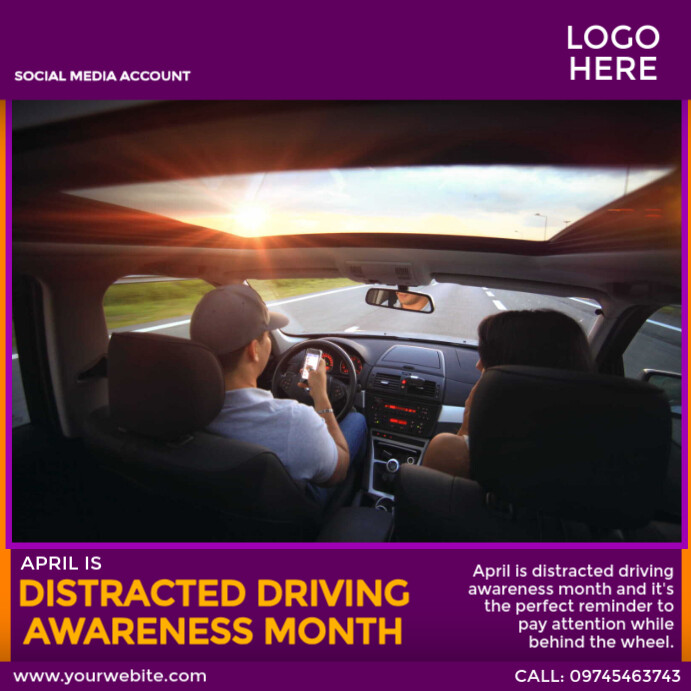 Copy of Distracted Driving Awareness Month | PosterMyWall