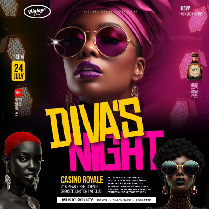Diva's Night Party Event Flyer for Social Media | PosterMyWall