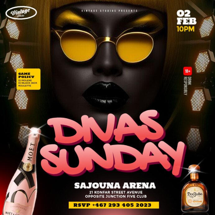 Diva's Night Party Club Flyer for Social Media Template | PosterMyWall