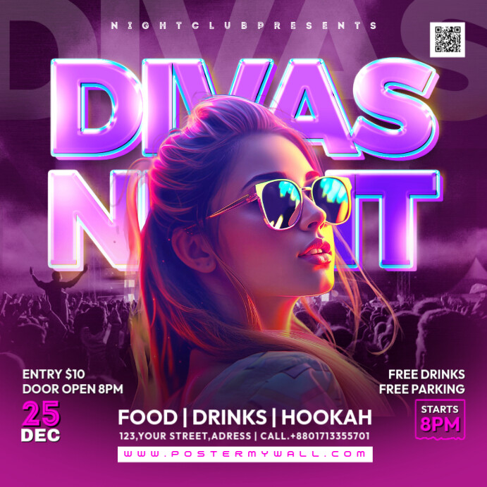 Divas night club flyer Template | PosterMyWall