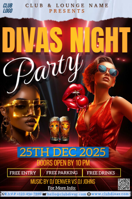 Divas Night Club Party Flyer Poster Template | PosterMyWall