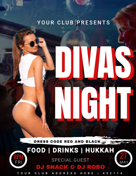 Plantilla de Divas night | PosterMyWall