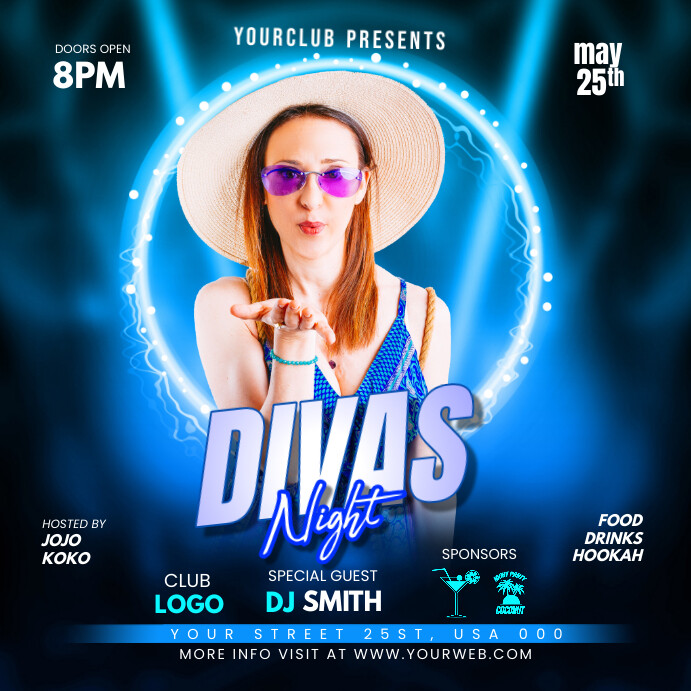 Plantilla de divas night | PosterMyWall