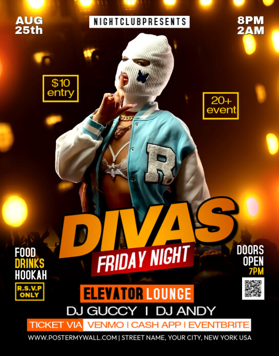 Plantilla de Divas night | PosterMyWall