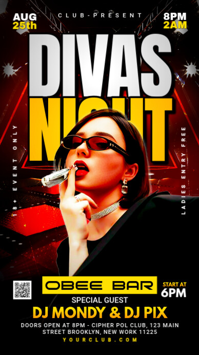 Plantilla de Divas Night | PosterMyWall