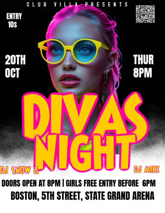 Divas night flyer party Template | PosterMyWall
