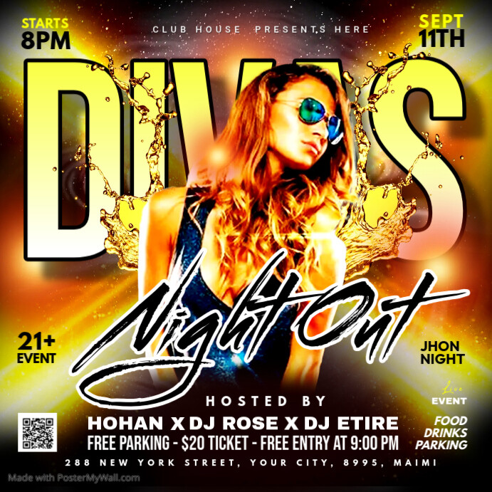 DIVAS NIGHT OUT PARTY Template | PosterMyWall