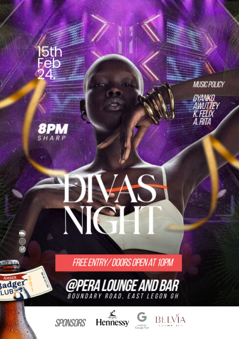 Copy of Divas Night Party Design | PosterMyWall