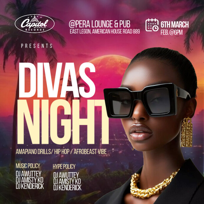 Copy of Divas Night Party Design Template | PosterMyWall
