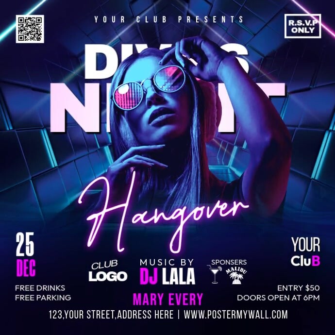 Plantilla de Divas night party poster | PosterMyWall