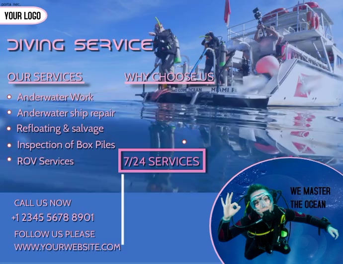 diving service flyer template | PosterMyWall