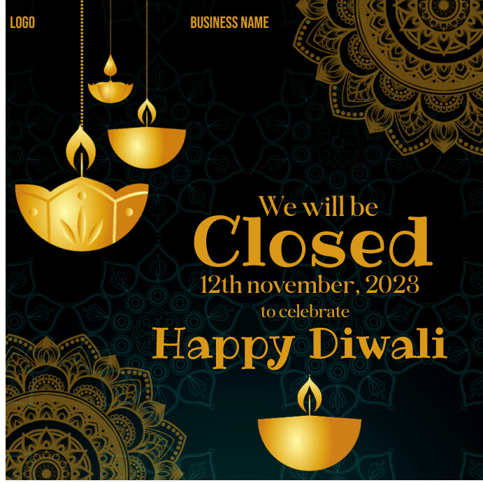 diwali celebration,diwali business closing ad Template | PosterMyWall