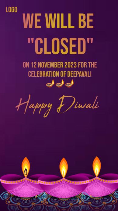 Diwali closing notice template (1) | PosterMyWall