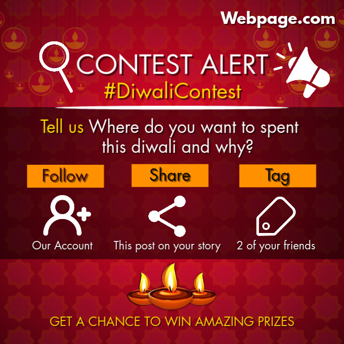 Diwali Contest Alert Post Template | PosterMyWall