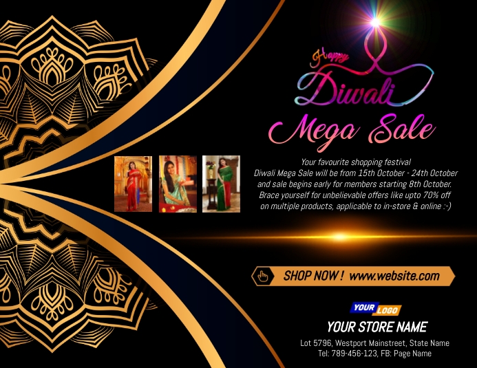 Diwali Deepavali Sale Flyer Design Template | PosterMyWall