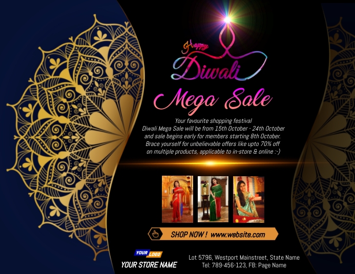 Diwali Deepavali Sale Flyer Design | PosterMyWall
