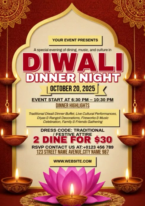 Diwali Dinner Night Template | PosterMyWall