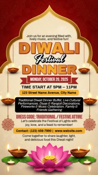 Diwali Dinner Party Template | PosterMyWall