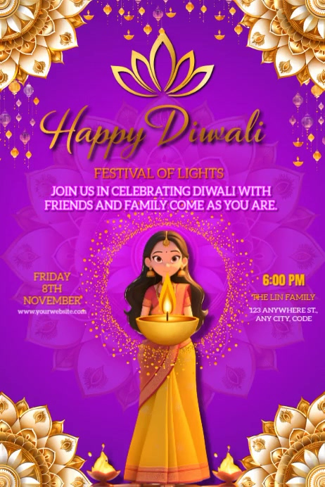 Diwali Festival Celebration Poster Template | PosterMyWall