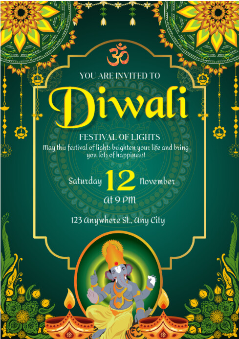 Plantilla de Diwali Festival Of Lights Invitation | PosterMyWall
