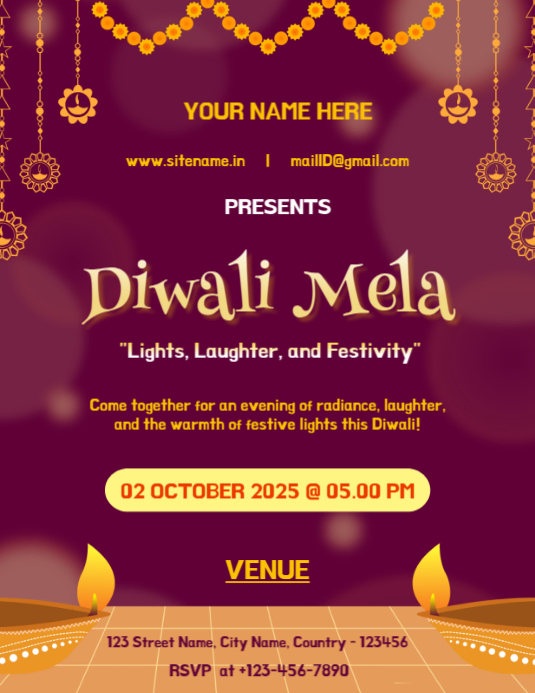Diwali Mela | Diwali Invitation | Diwali Event Flyer Template ...