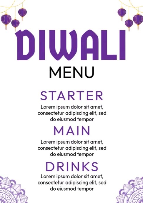 Diwali Menu Template | PosterMyWall
