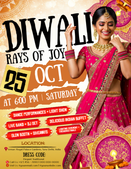 Diwali Rays of Joy Flyer Template | PosterMyWall