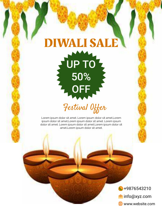 Diwali sale 50% off flyer free poster, Diwali Template | PosterMyWall