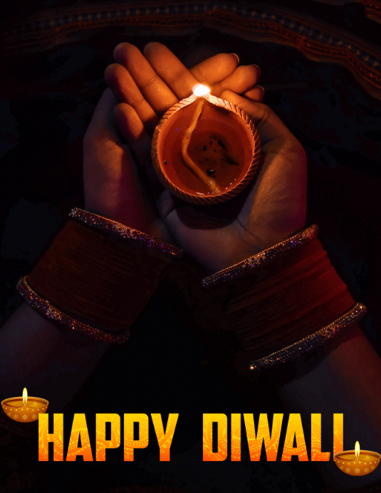 Copy of Diya in hand diwali wishes flyer template | PosterMyWall