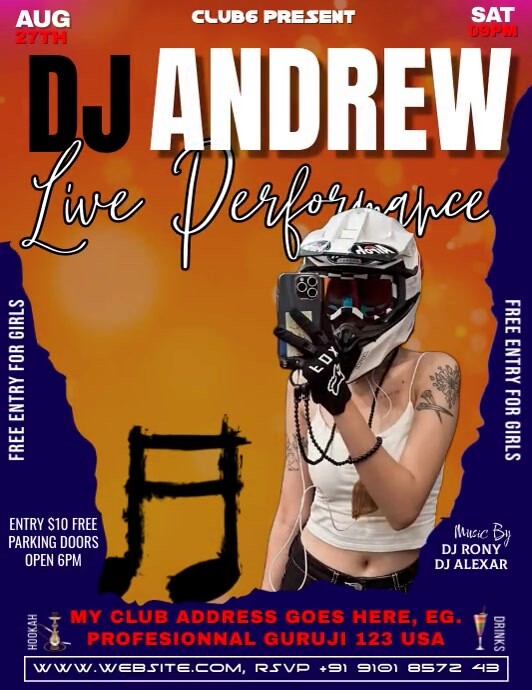dj andrew live music performance Template | PosterMyWall