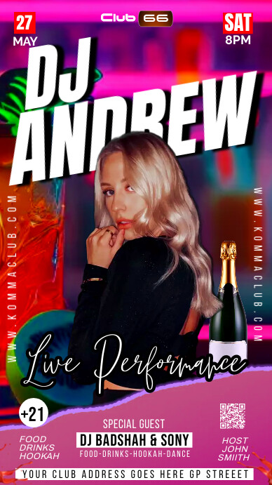 dj andrew live performance Template | PosterMyWall