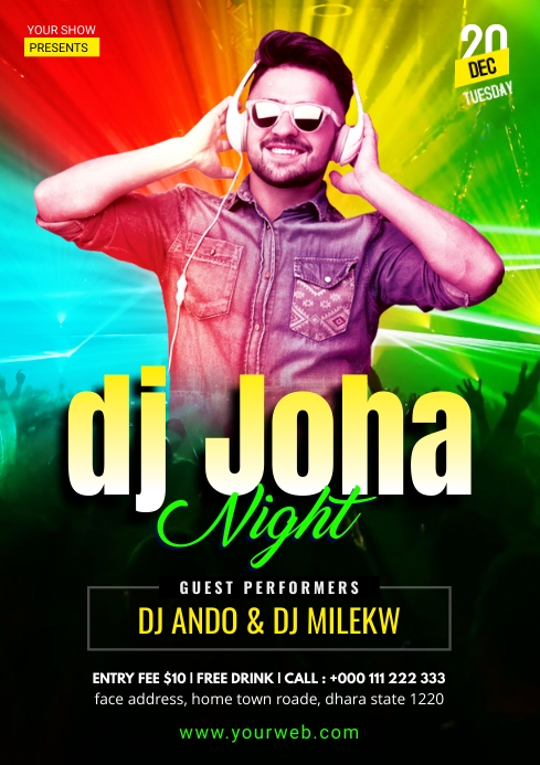 Dj Artist Party flyer Template | PosterMyWall