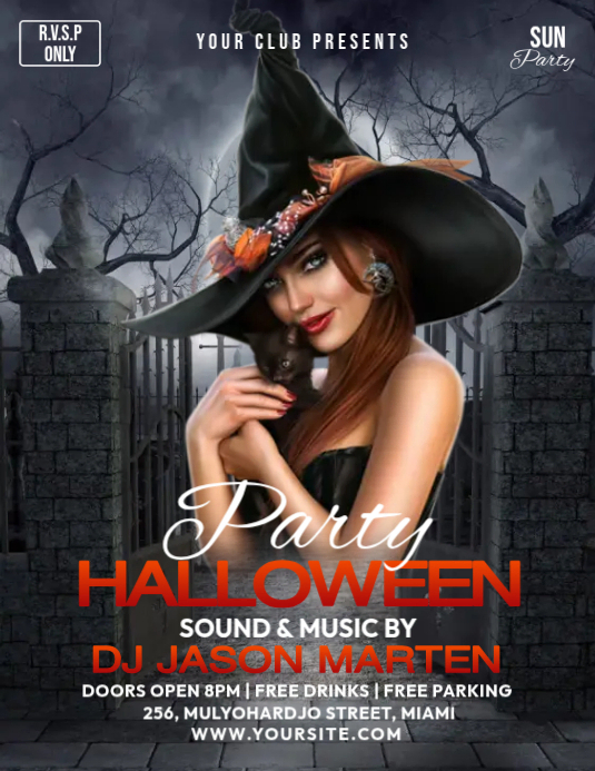DJ Club Halloween Party Template | PosterMyWall