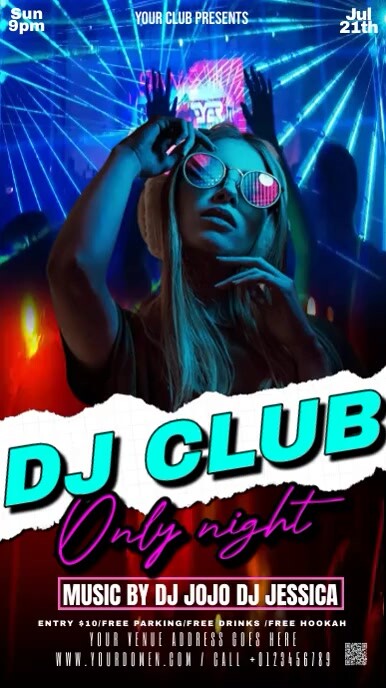 Modèle Dj club only night | PosterMyWall