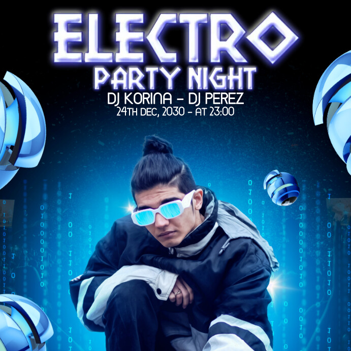 DJ Electro Party Invitation Instagram Post Template | PosterMyWall